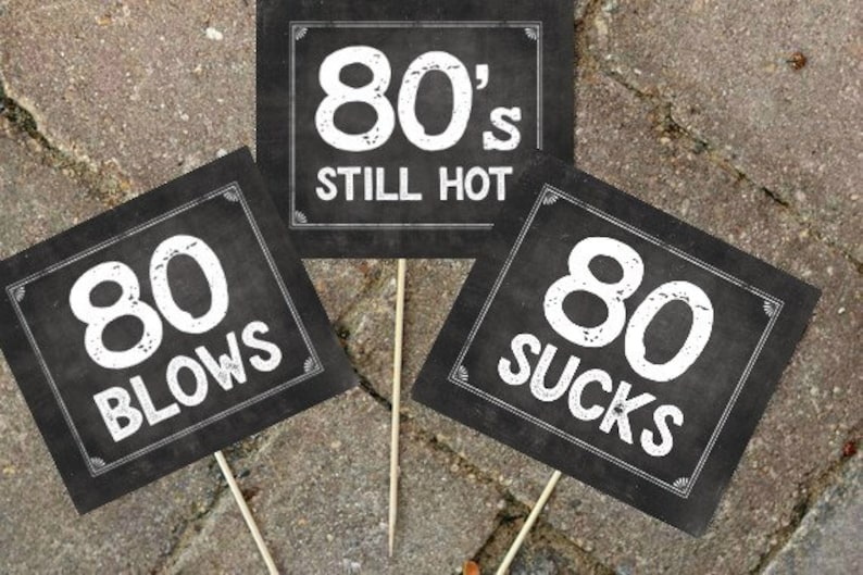 Instant 80th Birthday Candy Jar Signs Table Decoration - Etsy