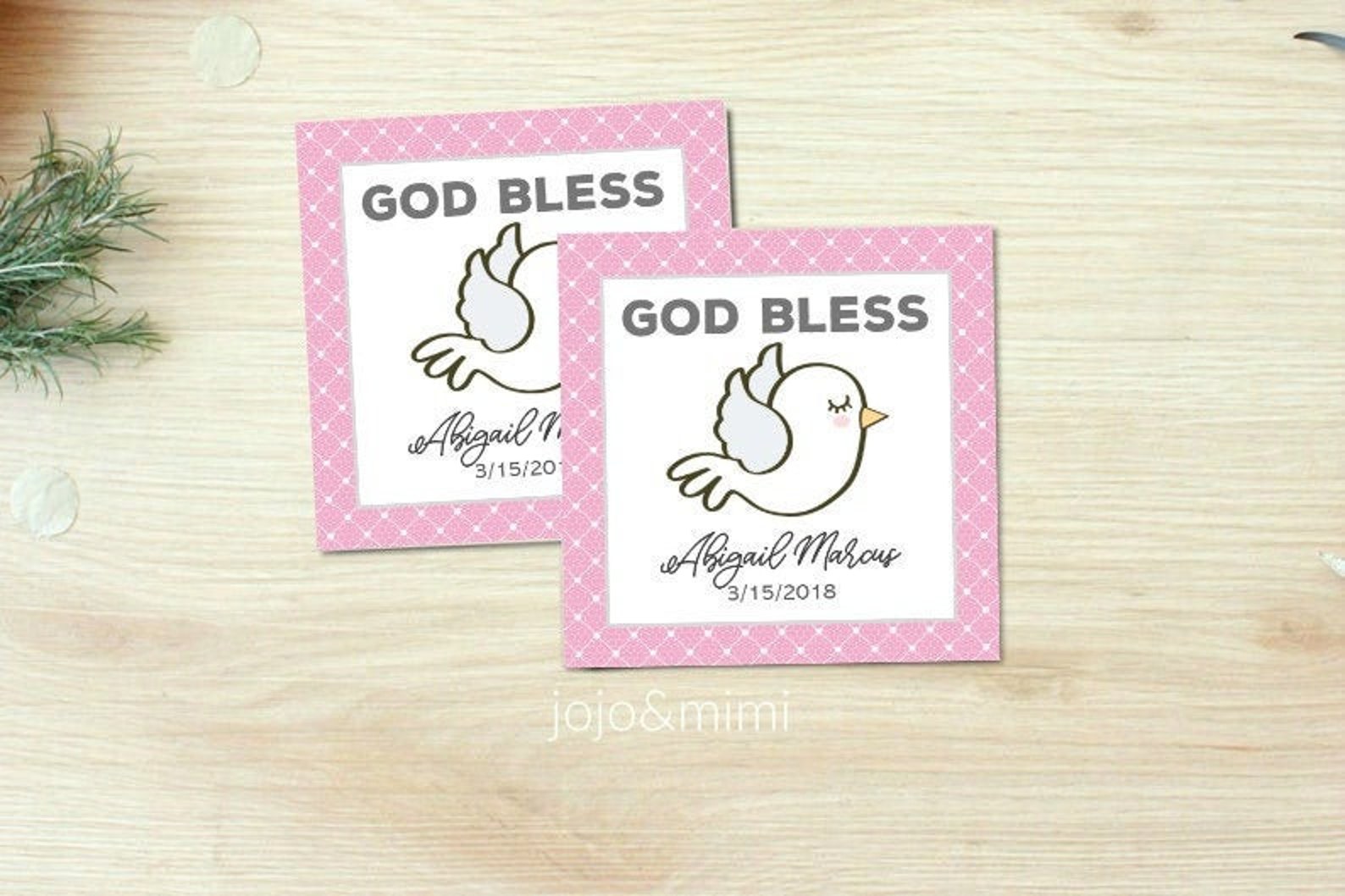 GOD BLESS Tag Baptism Christening Printable Thank You Tag or - Etsy