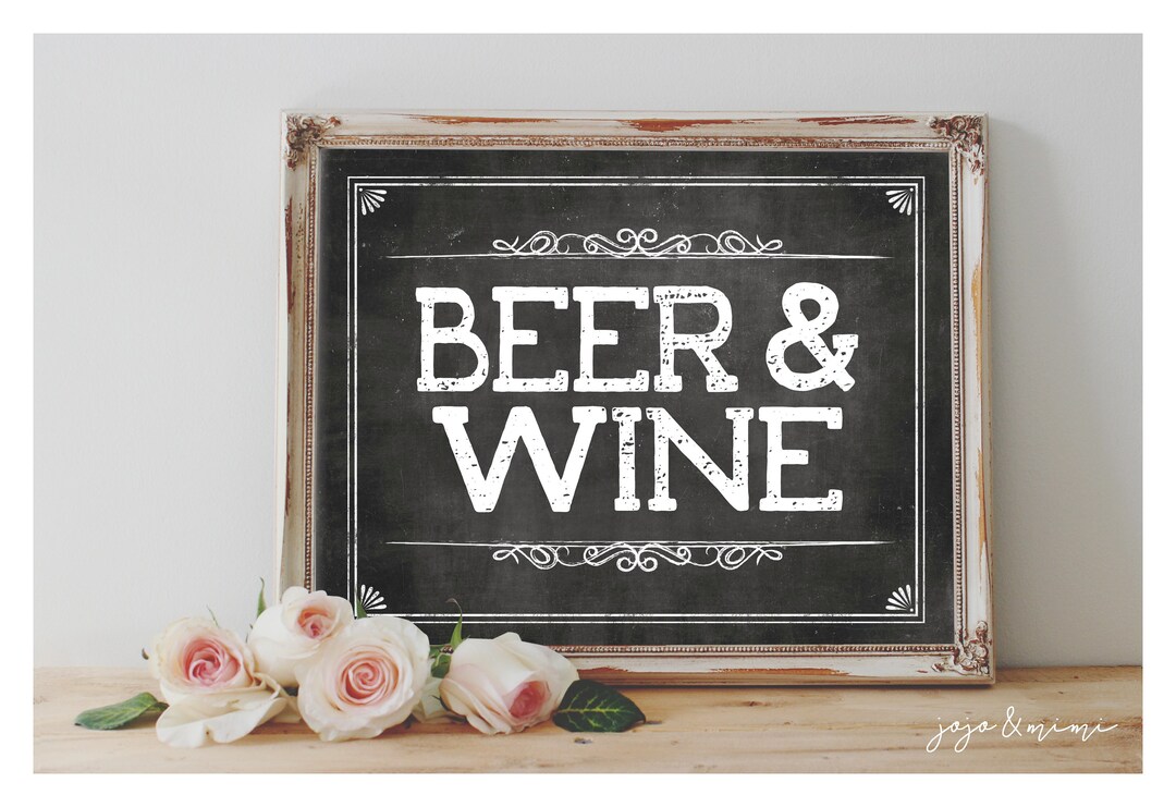 INSTANT 'BEER & WINE' Printable 8x10, 11X14 Sign Chalkboard Printable ...