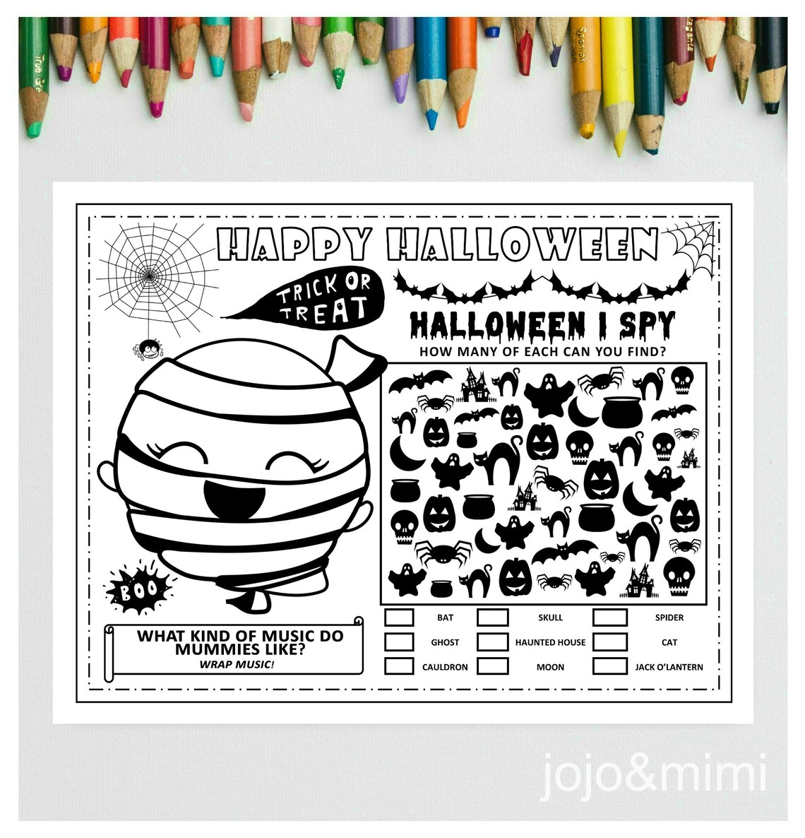 HALLOWEEN Printable Placemat Activity Halloween Coloring Page - Etsy