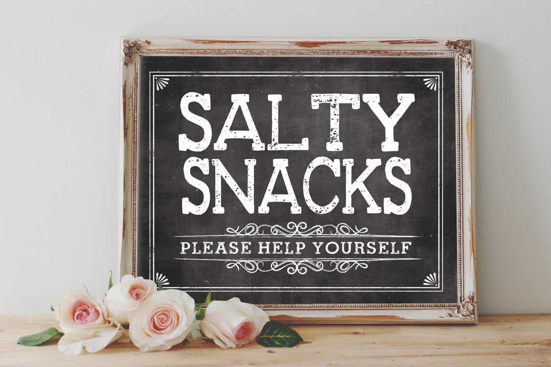 Instant 'SALTY SNACKS Please Help Yourself' Printable Sign Chalkboard ...