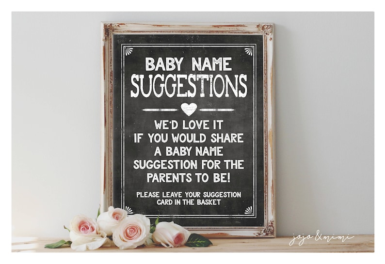 Instant "baby NAME SUGGESTIONS' Printable Baby Shower Name Suggestion ...
