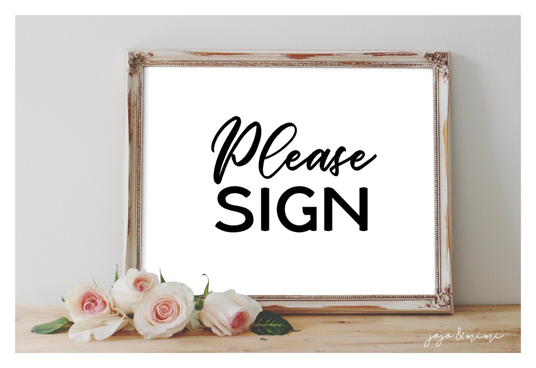 Instant 'PLEASE SIGN' Printable Sign Wedding or Event Guestbook Sign ...