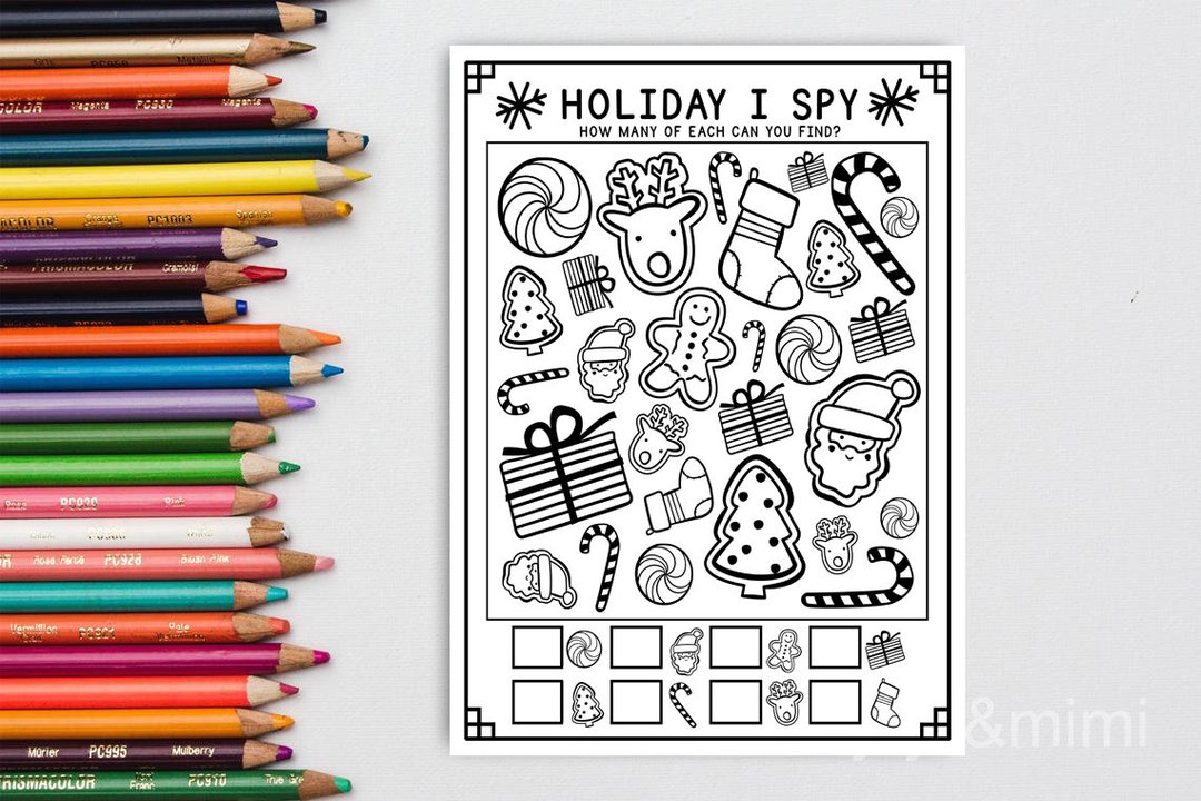 HOLIDAY Printable Christmas Activity Bundle I Spy Gingerbread Coloring ...