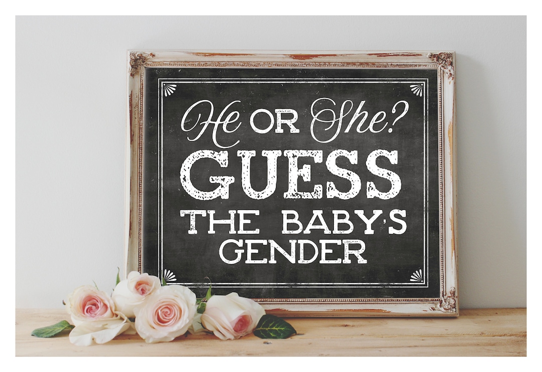 Instant 'he or She? Guess the Baby's Gender' Chalkboard Printable 8x10 ...
