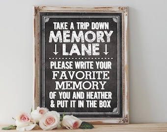 Personalized MEMORY LANE Printable Digital Chalkboard Leave | Etsy