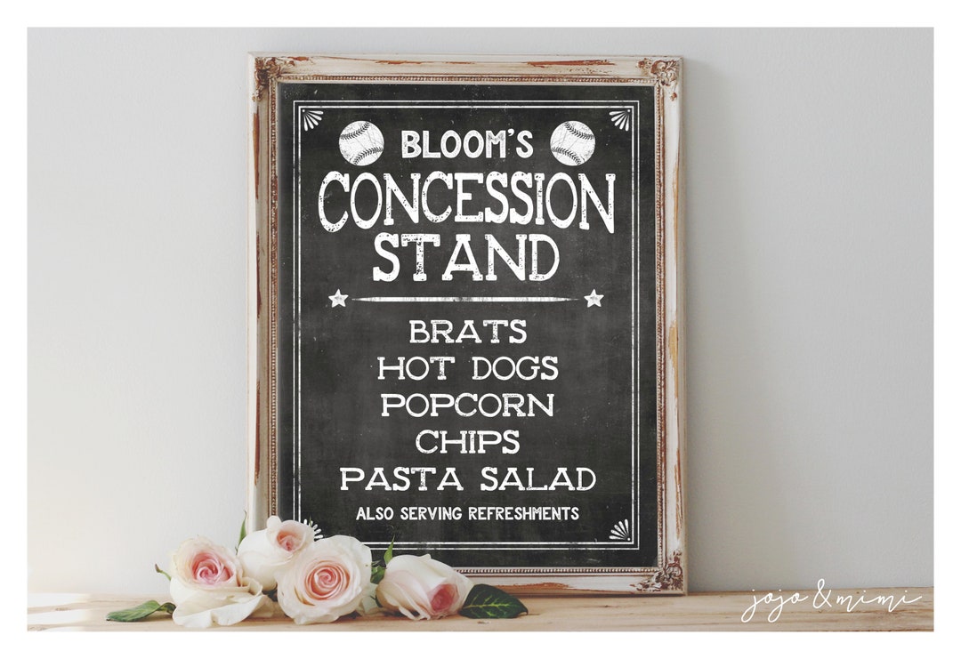Custom 'CONCESSION STAND' Printable Sign Chalkboard Printable Party ...