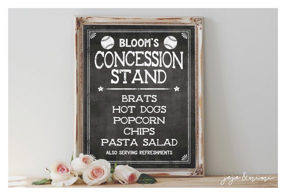 Custom ' CONCESSION STAND ' Printable Sign Chalkboard | Etsy