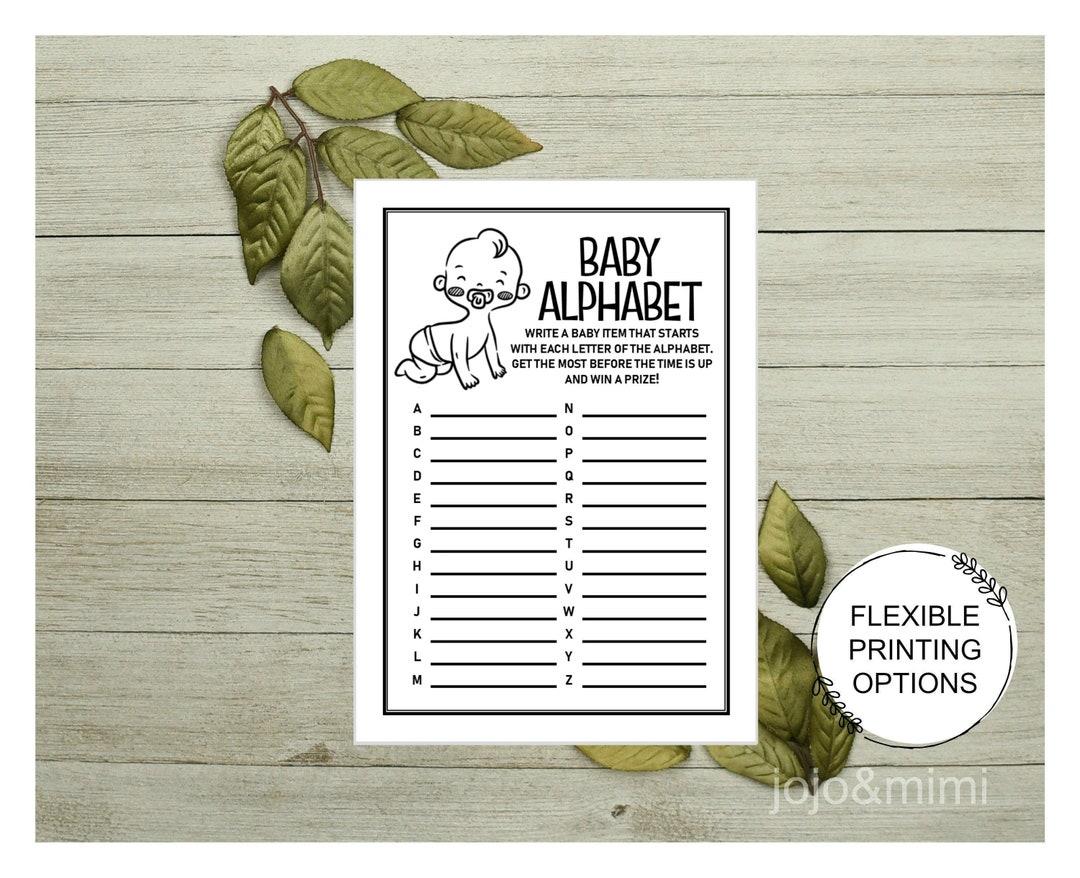 Instant BABY ALPHABET Printable Baby Shower Game Alphabet Baby Shower ...