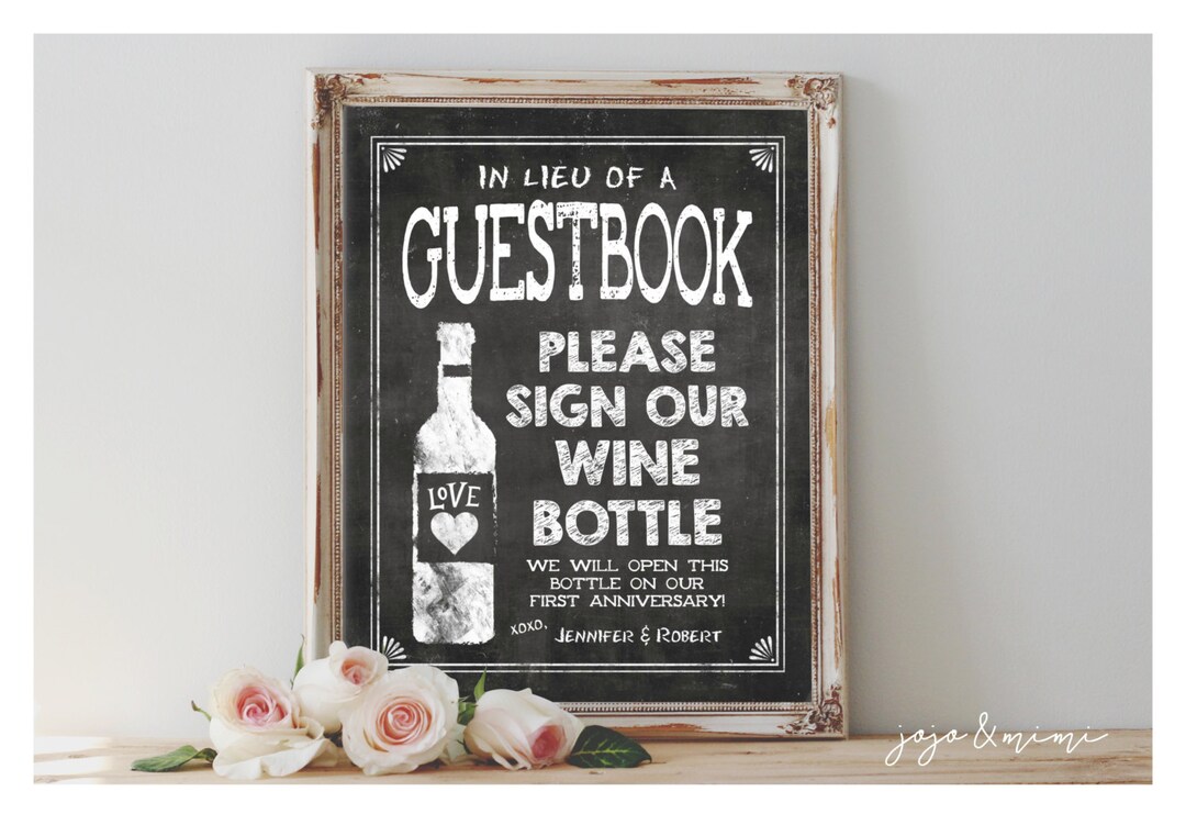 PERSONALIZED 'guestbook Please Sign Our Wine Bottle' Anniversary ...