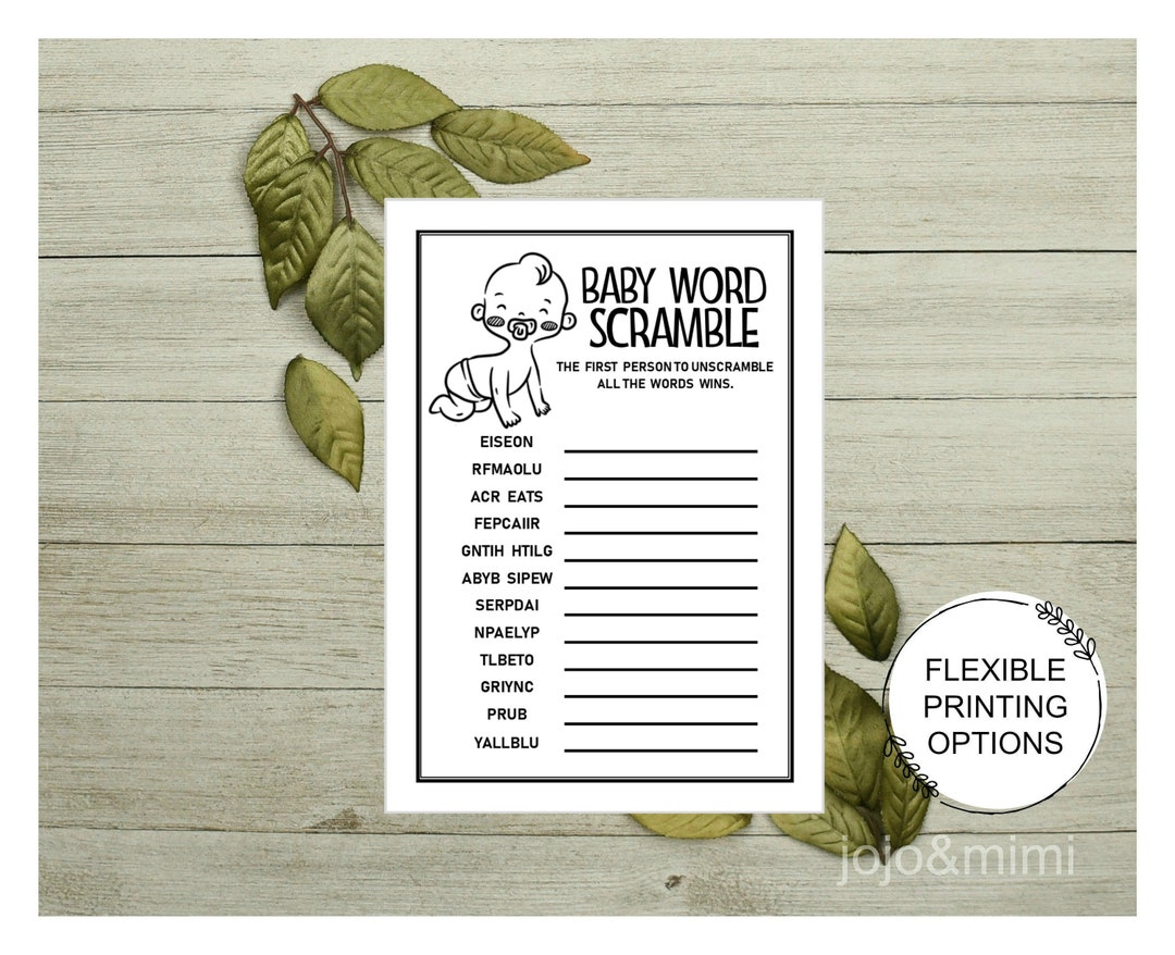 Instant BABY WORD SCRAMBLE Printable Baby Shower Game Word Scramble ...