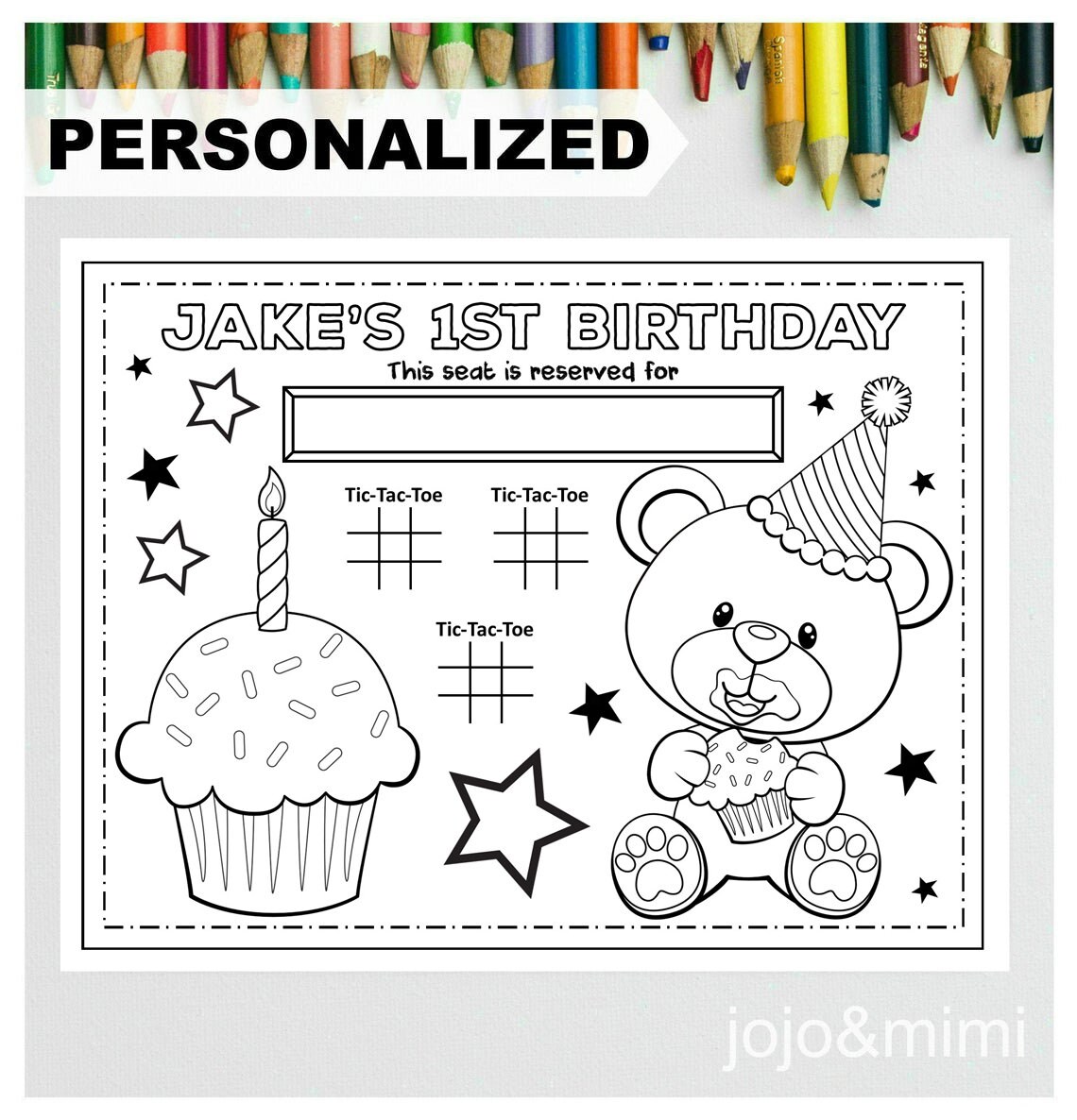 PERSONALIZED TEDDY BEAR Happy Birthday Printable Placemat | Etsy