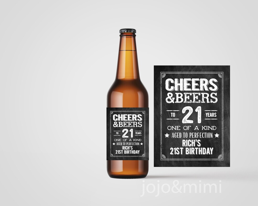 Personalized 'CHEERS & BEERS to 21 Years' Printable 21st Birthday Beer ...