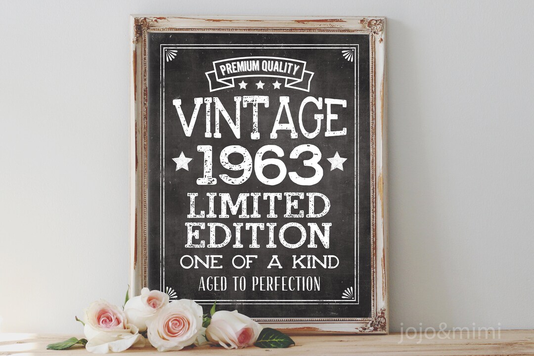 Instant 'VINTAGE 1963' Aged to Perfection Printable 60th Birthday Party ...