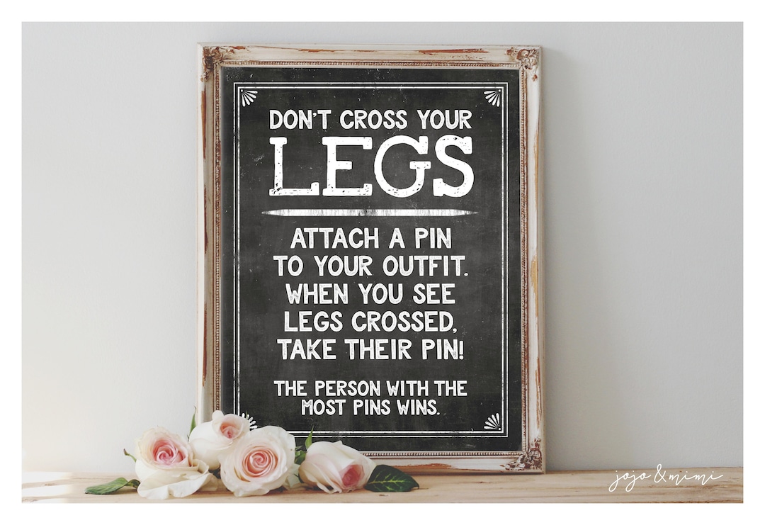 Instant 'DON'T CROSS LEGS' Printable 8x10, 11x14 Sign Baby Shower Game ...