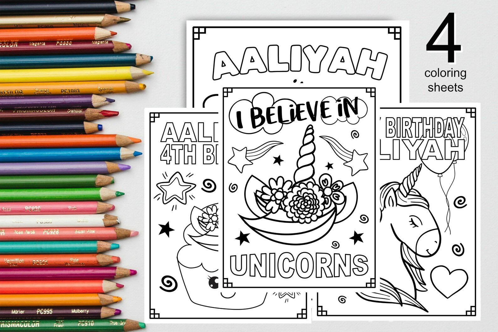 Personalized UNICORN HAPPY BIRTHDAY Printable Personalized Coloring ...