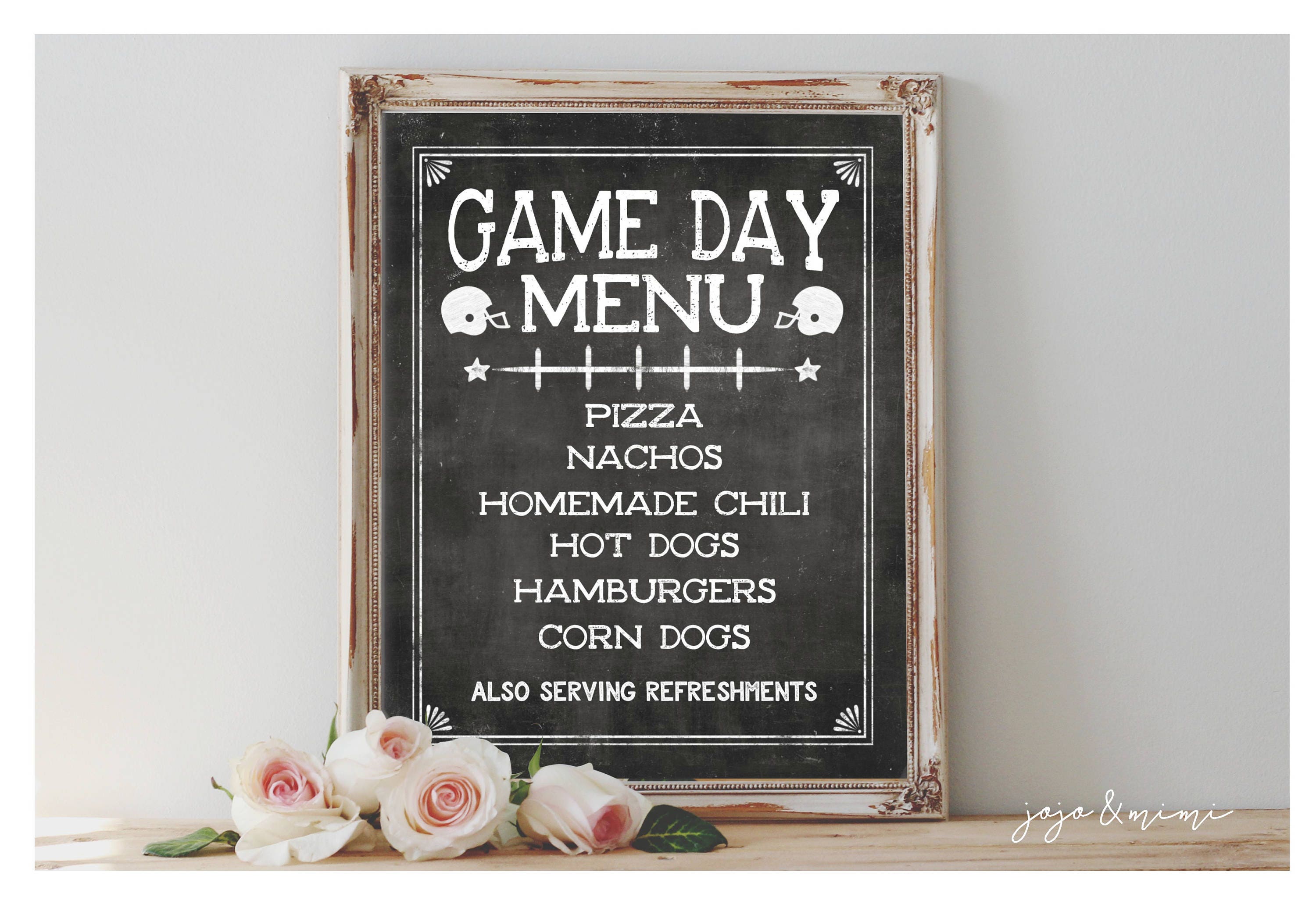 Custom 'GAME DAY MENU' Printable Sign Chalkboard - Etsy Australia