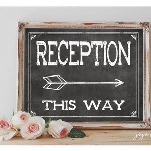 Instant 'RECEPTION THIS WAY' Arrow Printable Wedding Direction Sign ...