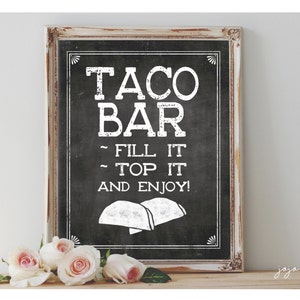 Instant 'TACO BAR' Printable Sign Chalkboard Printable Party Taco Bar ...