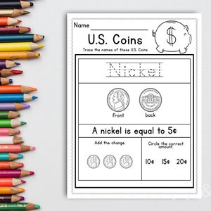 Money Intro to U.S Coins Printable Learning Resource Coin Worksheets ...