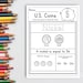 Money Intro to U.S Coins Printable Learning Resource Coin Worksheets ...