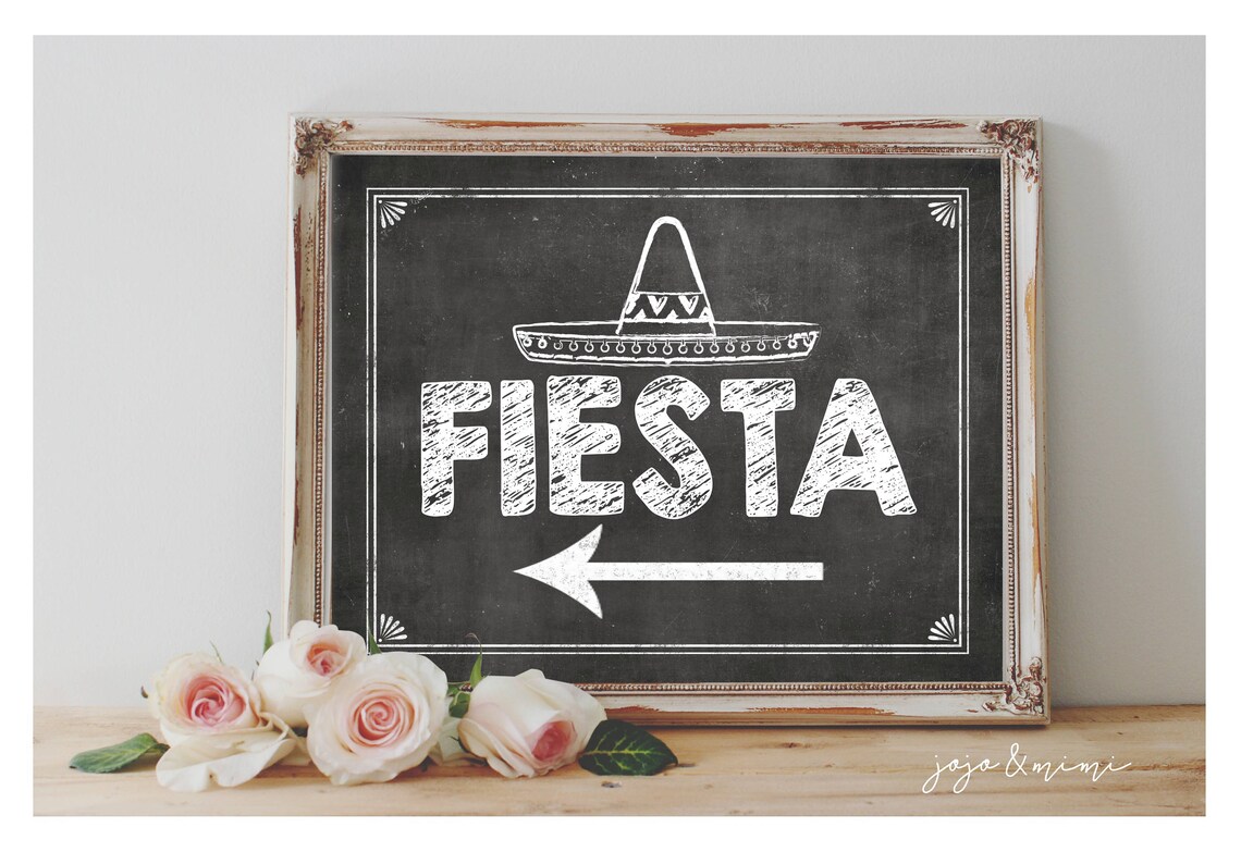 INSTANT 'FIESTA' Printable Direction Sign Left and Right Chalkboard ...