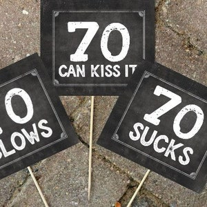 Instant 70th Birthday Candy Jar Signs Table Decoration Printable Mini ...