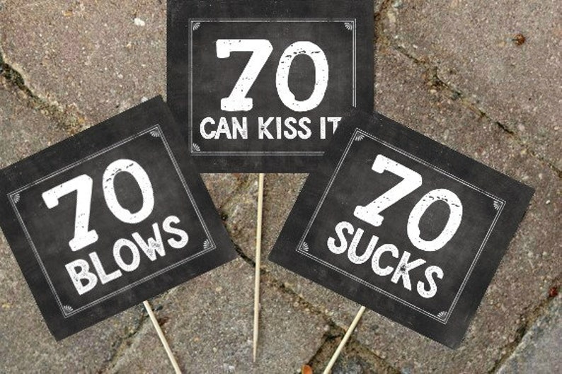 Instant 70th Birthday Candy Jar Signs Table Decoration | Etsy