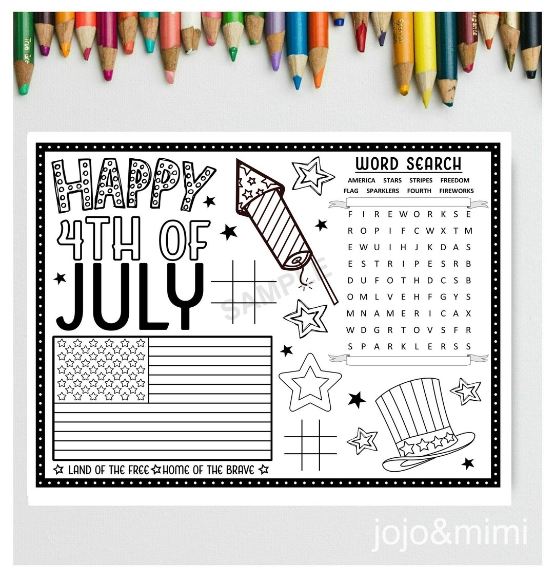 Fourth of July Activity Sheet 4th of July Coloring Tic Tac Toe - Etsy