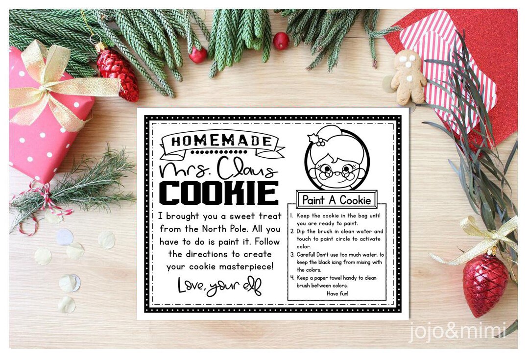 Paint Your Own Cookie Mrs. Claus Printable Coloring Placemat PYO Cookie ...