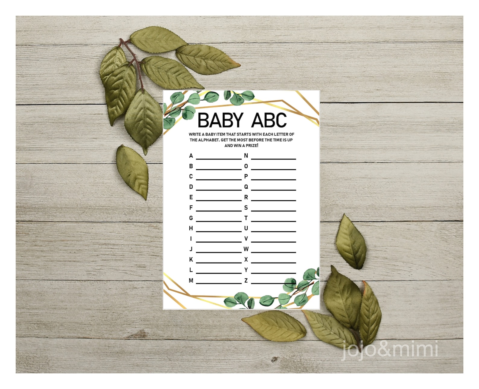 BABY ABC Printable Baby Shower Game Alphabet Baby Shower Baby - Etsy