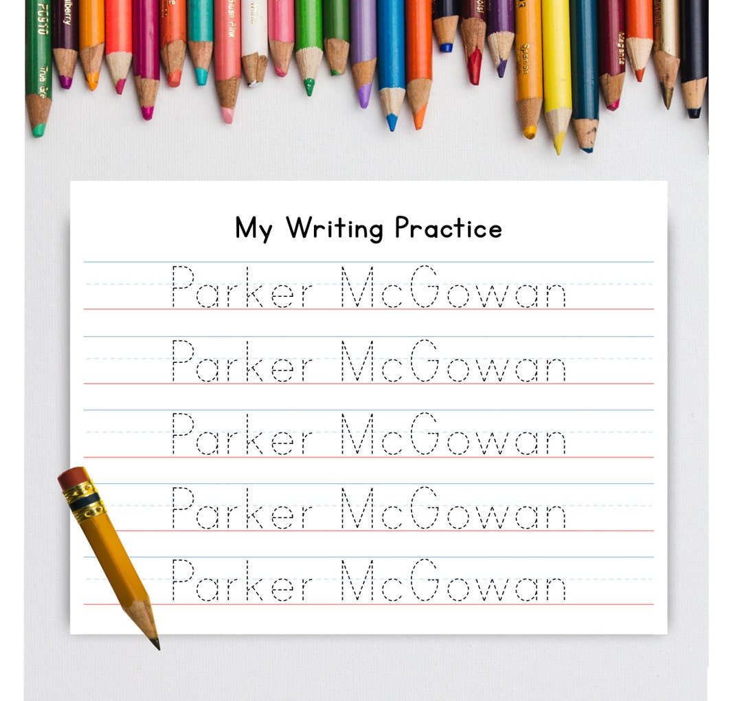 Personalized Writing Practice Worksheet Printable Name Tracing Hand ...