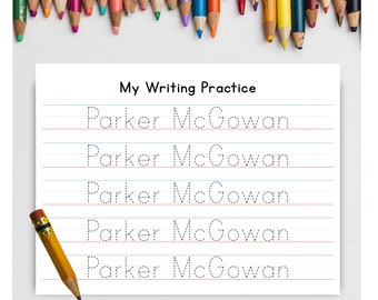 Personalized Cursive Writing Practice Worksheet Printable Script Name ...