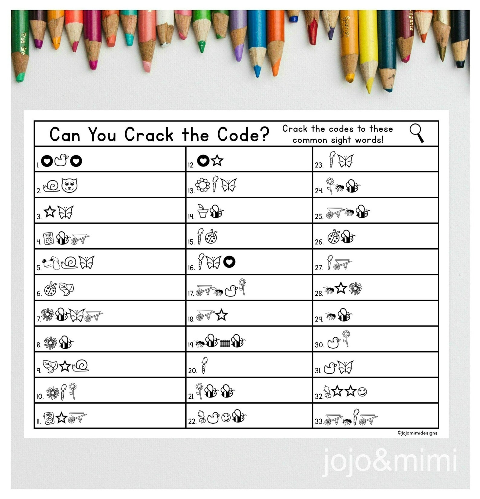 CRACK THE CODE Sight Word Practice Printable Kids Home School - Etsy