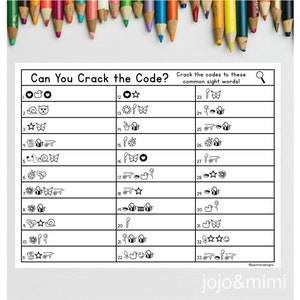 CRACK THE CODE Sight Word Practice Printable Kids Home School Worksheet ...