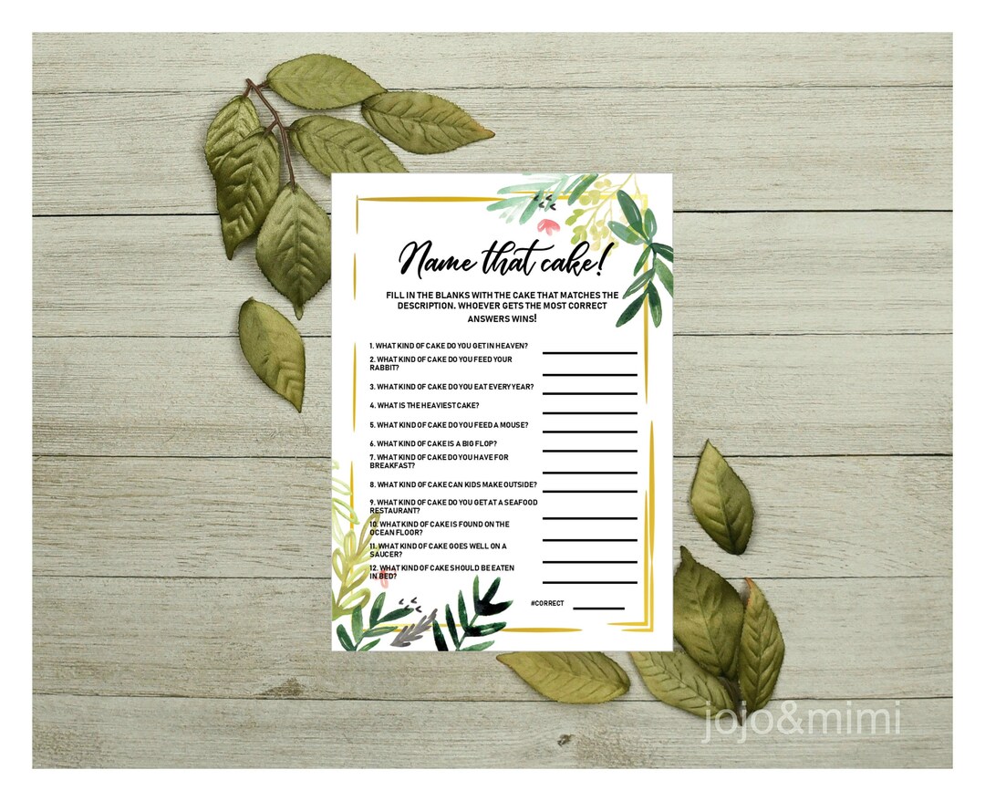 Instant NAME THAT CAKE! Printable Bridal Shower Cake Name Game Floral ...