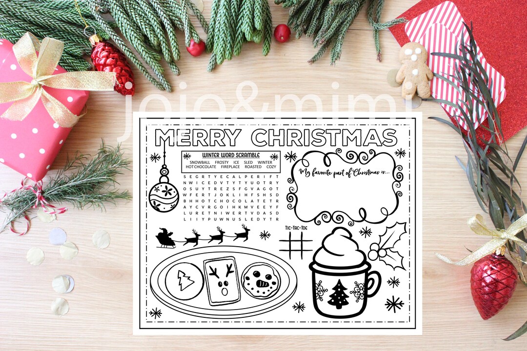 CHRISTMAS Printable Placemat Activity Christmas Coloring Instant ...