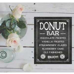 Custom 'DONUT BAR' Printable Sign Chalkboard Printable Donut Theme ...