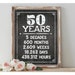 Instant '50 YEARS' in Time Decades Months Weeks Days Hours Printable ...