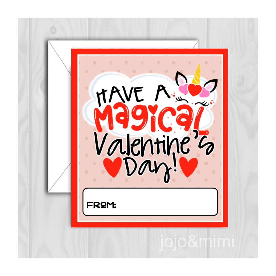 Instant VALENTINE CARD Unicorn Printable Valentine Classroom Exchange ...