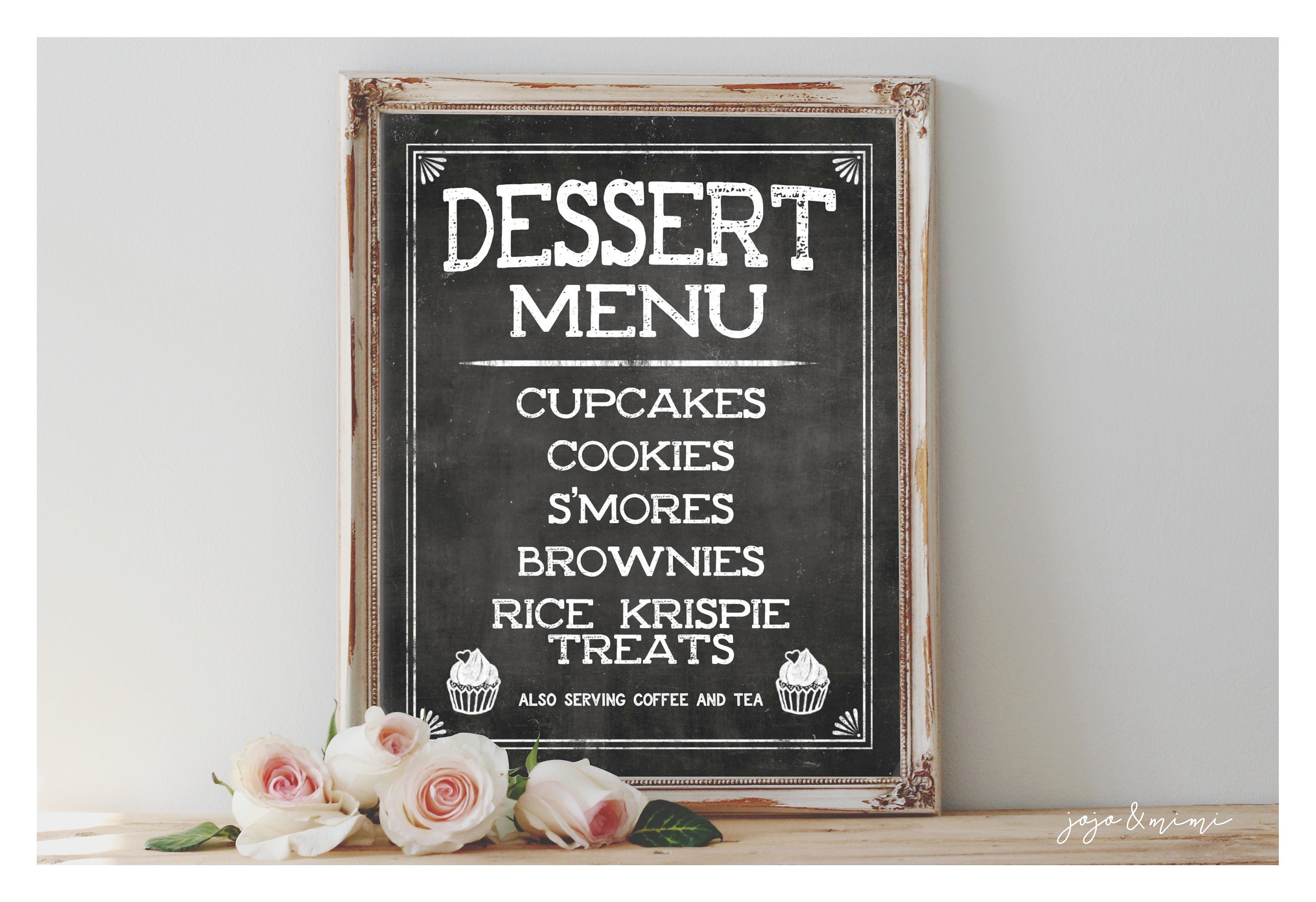 Custom 'DESSERT MENU' Printable Sign Chalkboard | Etsy