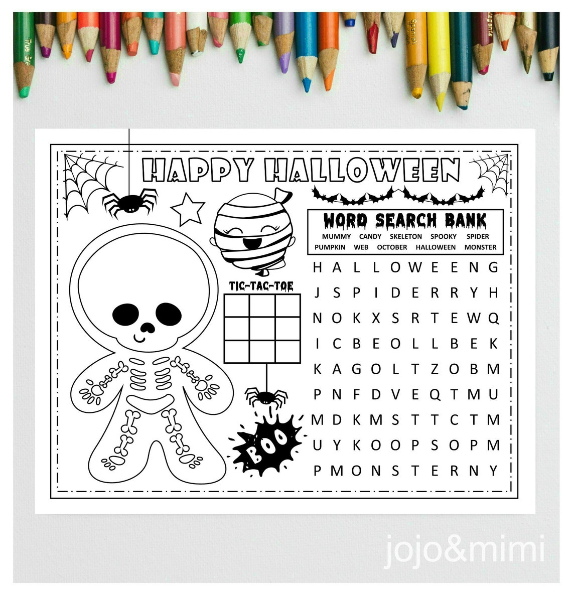 HALLOWEEN Printable Placemat Activity Halloween Coloring Page | Etsy
