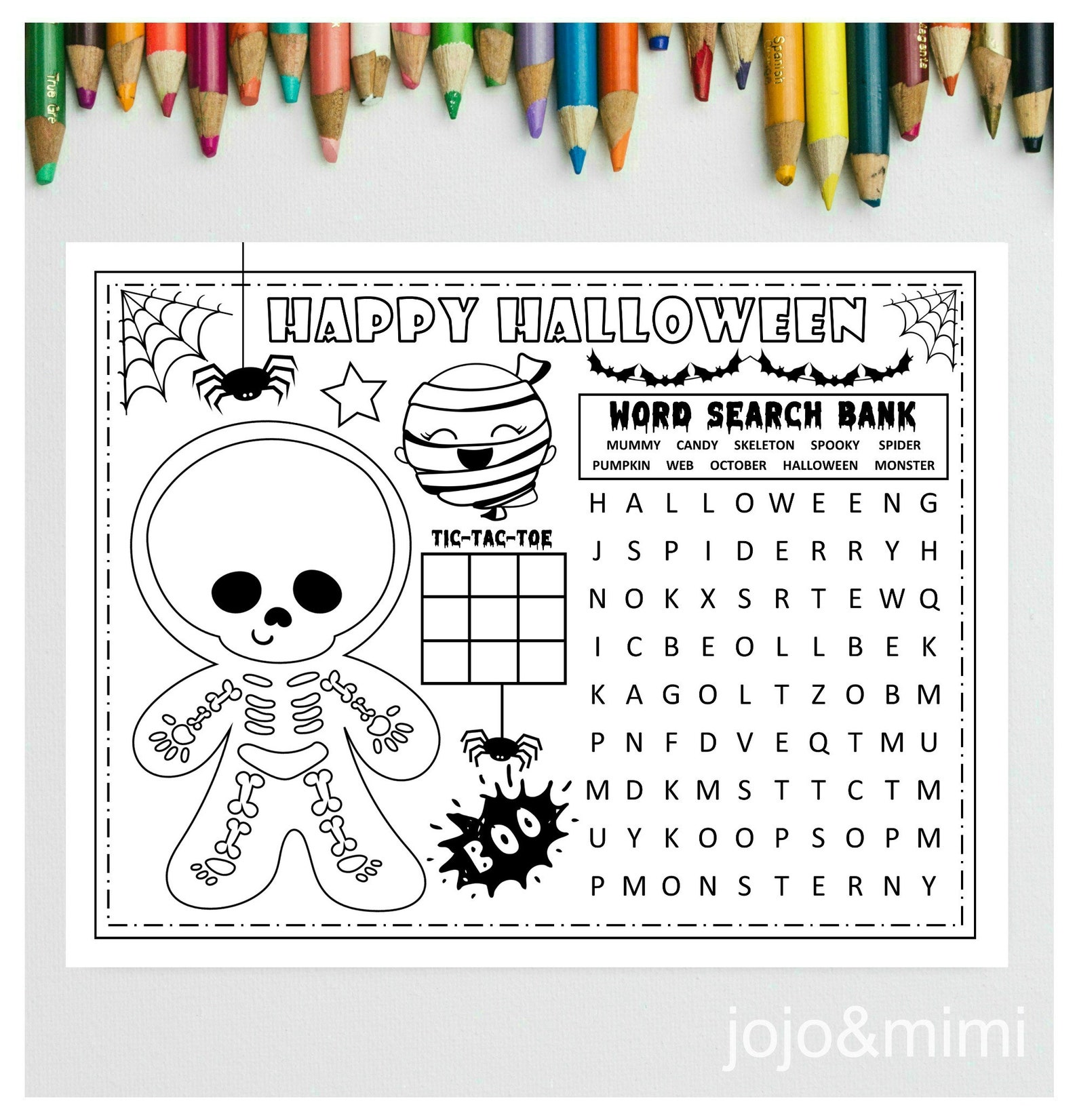 HALLOWEEN Printable Placemat Activity Halloween Coloring Page | Etsy