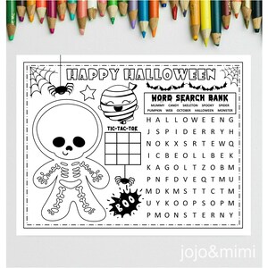 HALLOWEEN Printable Placemat Activity Halloween Coloring Page Instant ...