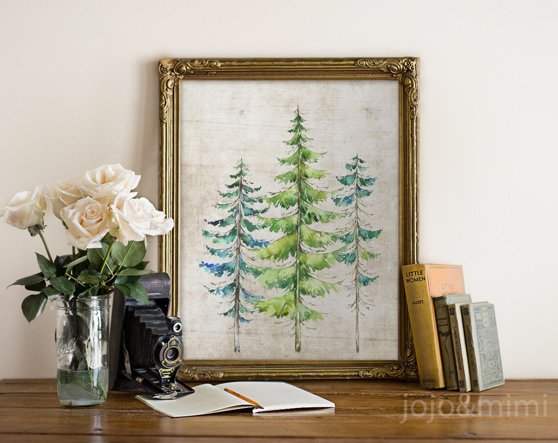 Printable Forest Scene Printable Outdoor Art Forest Inspired Evergreen ...