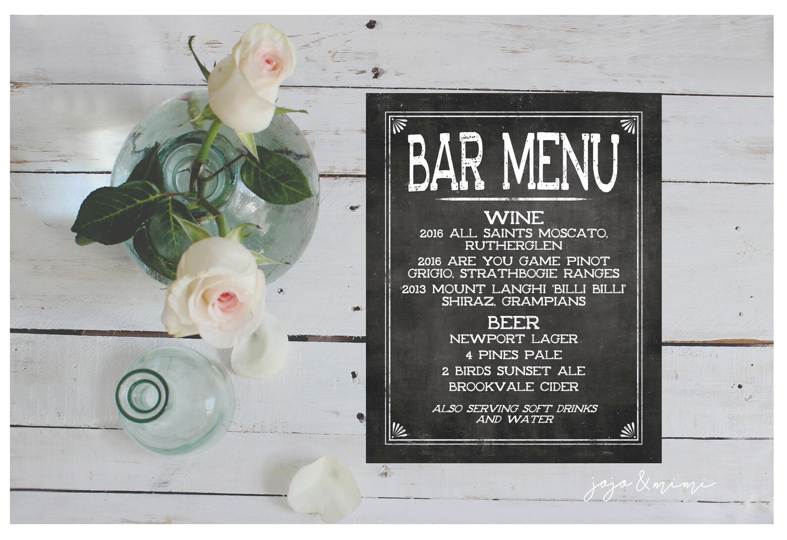 Custom 'BAR MENU' Beer and Wine Sign Printable 8x10 OR - Etsy