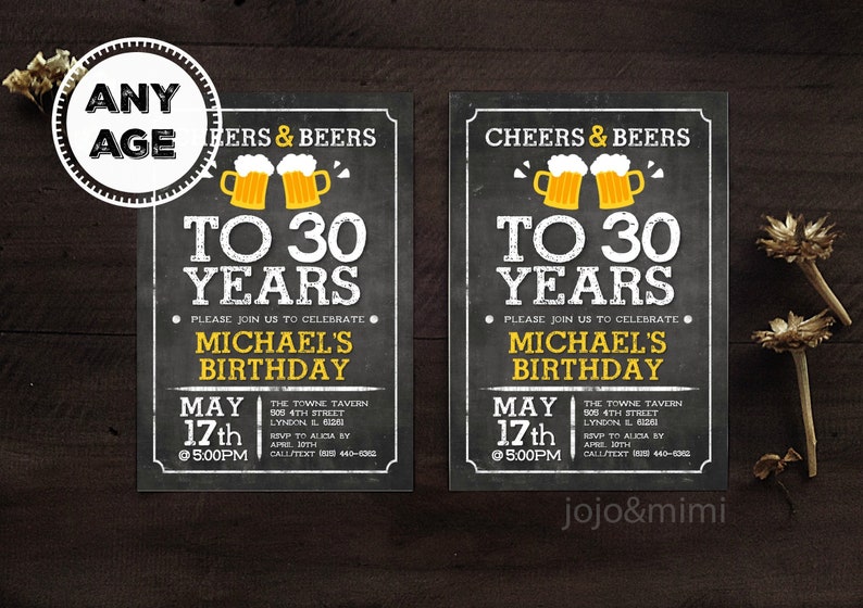 Cheers And Beers To 30 Years Printable 30th Birthday Etsy