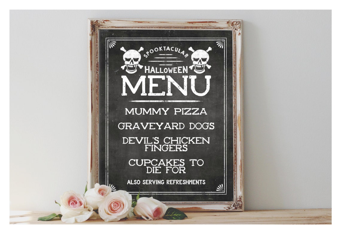 Custom 'spooktacular Halloween MENU' Sign Printable Chalkboard ...