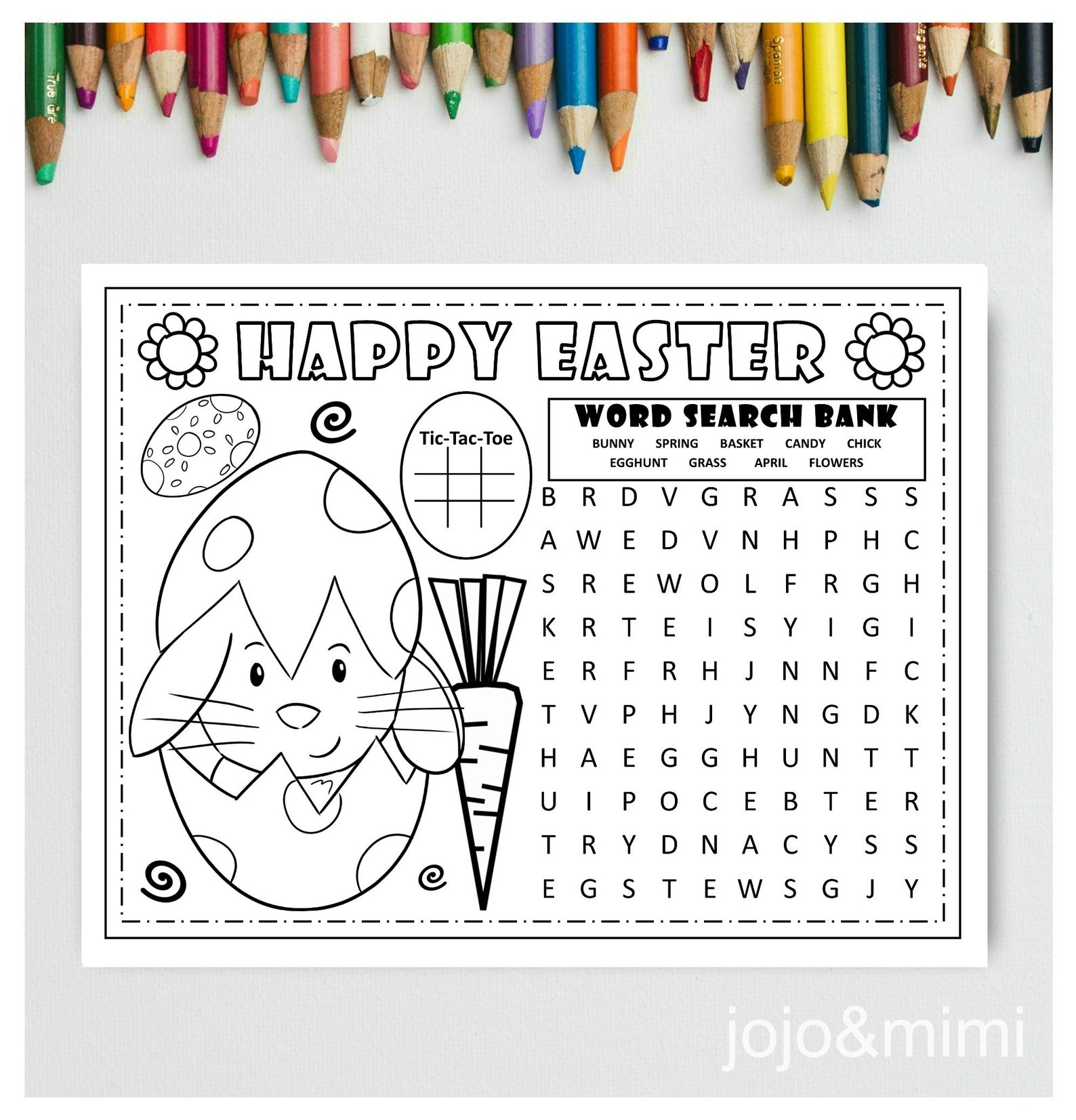 EASTER Printable Spring Placemat Activity Easter Bunny Coloring Page ...