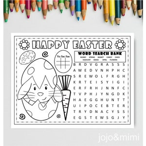EASTER Printable Spring Placemat Activity Easter Bunny Coloring Page ...